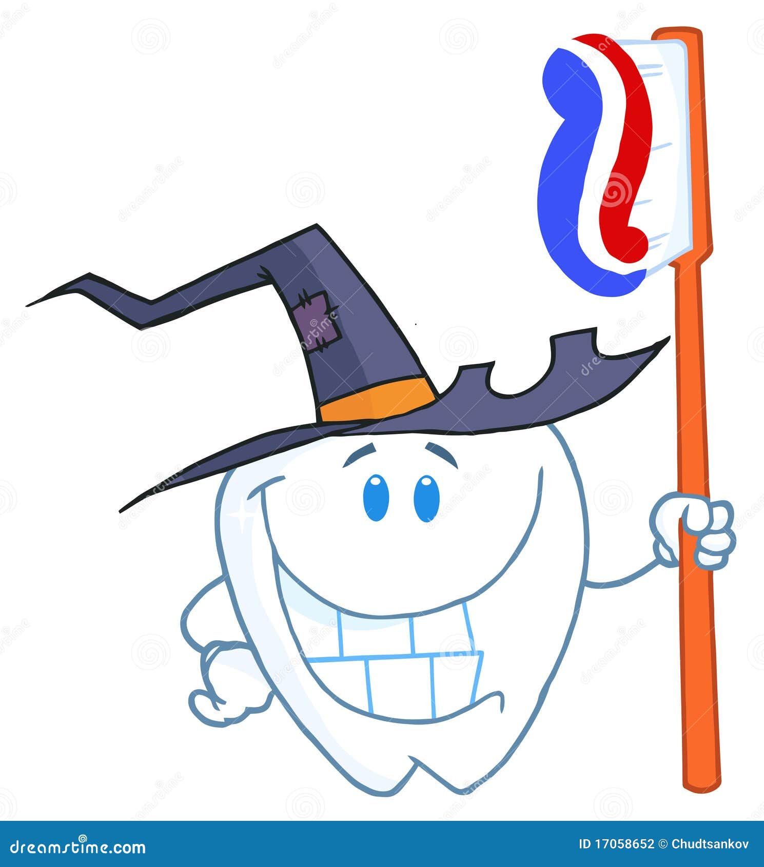 Happy Smiling Halloween Tooth with Toothbrush Stock Vector ...