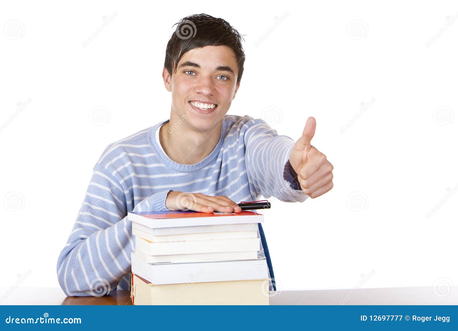 Happy Smiling Handsome Male Student Show Thumb Up Stock Image - Image ...