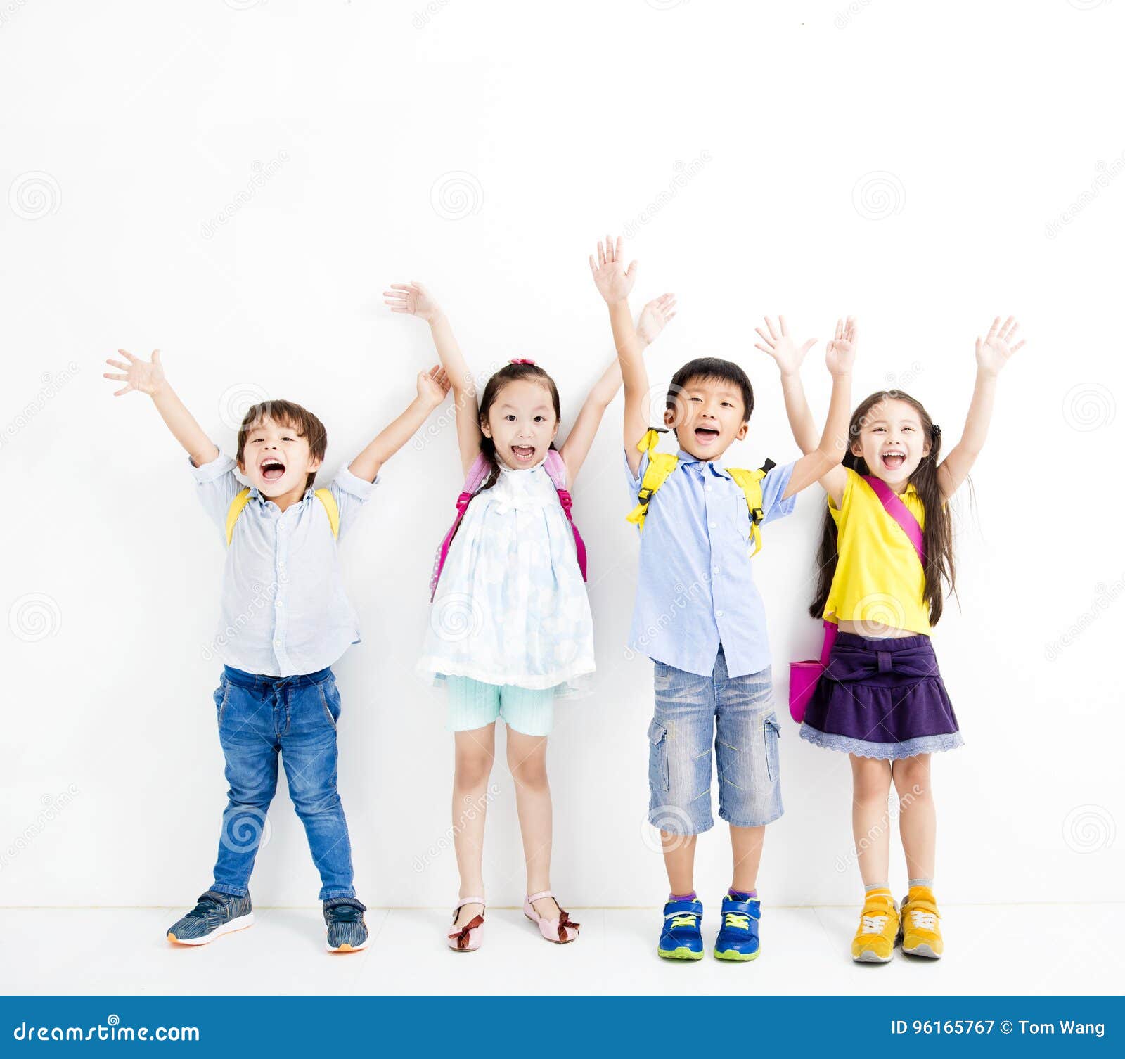 Raise Hands To Answer. Students Classmates Sit Desk. Back To School ...