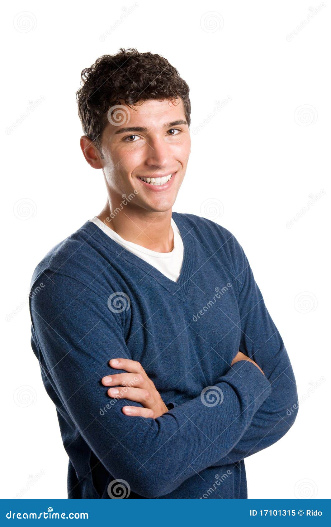 Happy smiling latin man stock image. Image of crossed - 17101315