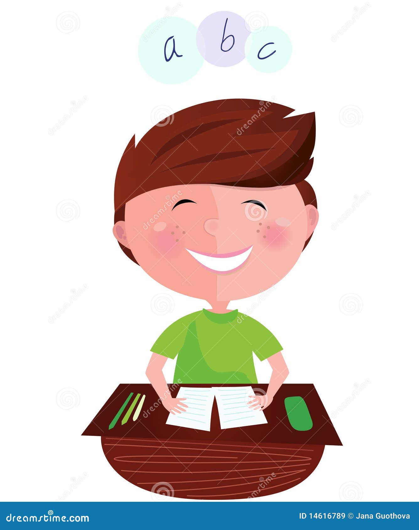 Happy Smiling Learning Boy on English Lesson Stock Vector ...