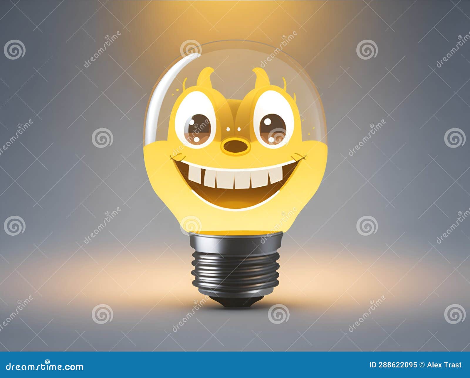 Happy smiling light bulb. stock illustration. Illustration of joyful ...