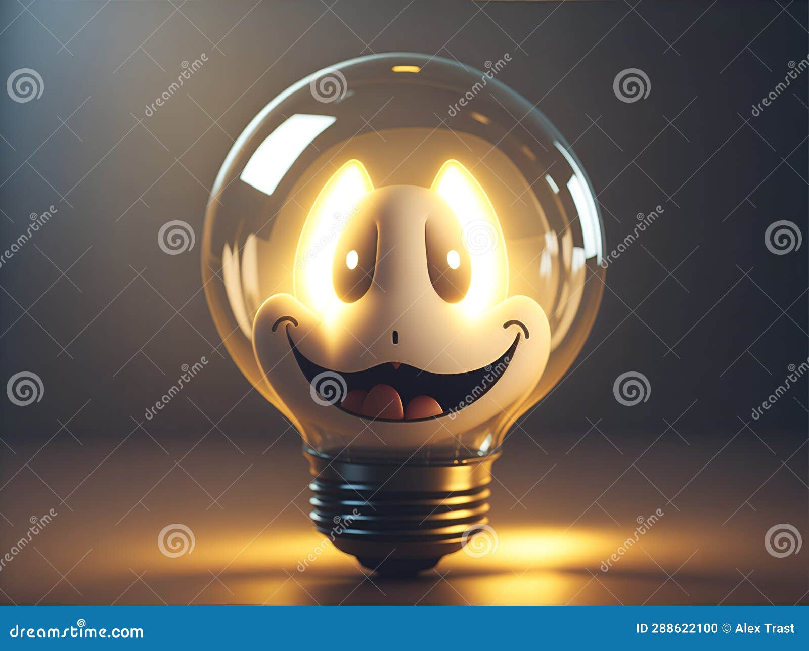 Happy smiling light bulb. stock illustration. Illustration of light ...
