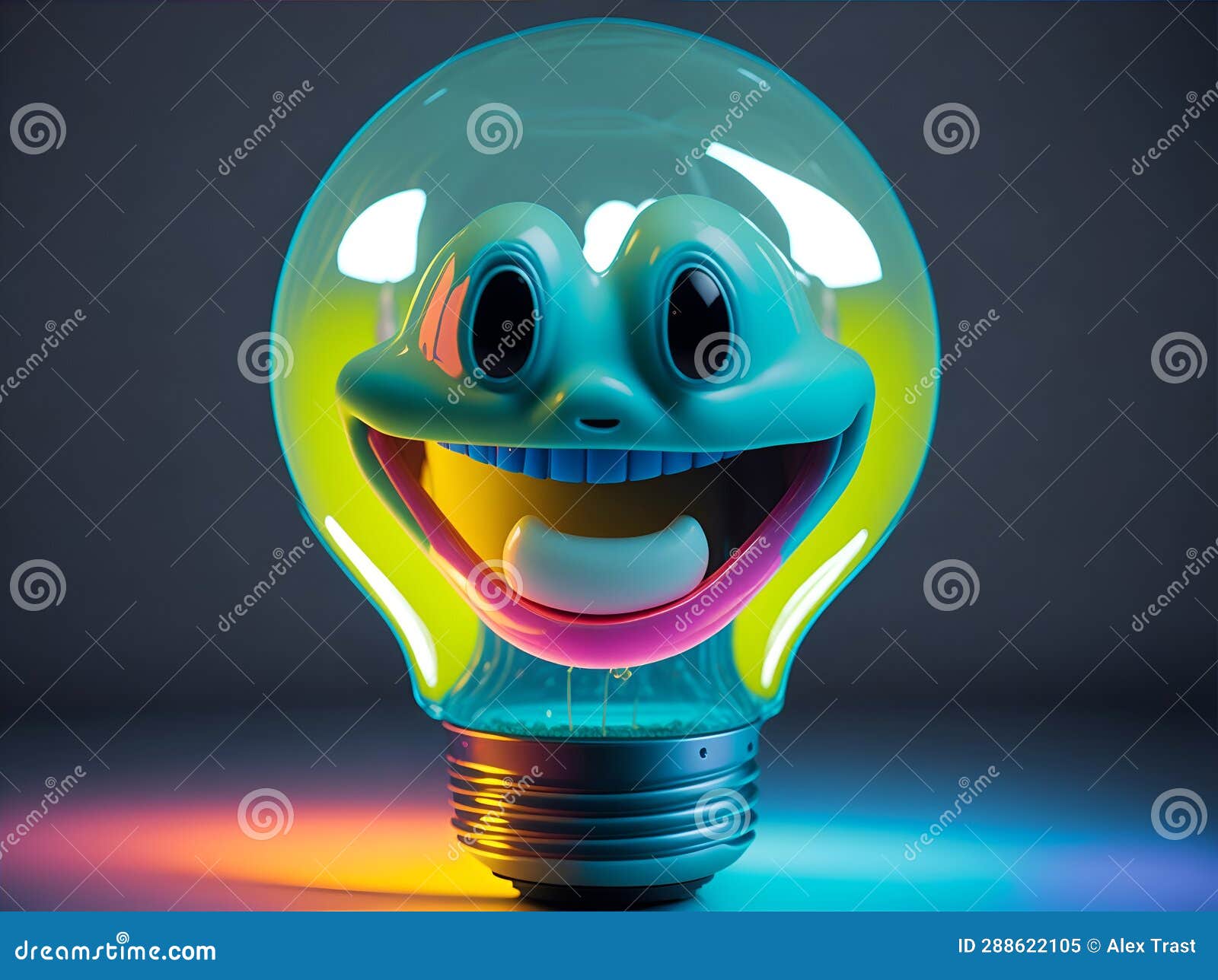 Happy smiling light bulb. stock illustration. Illustration of ...