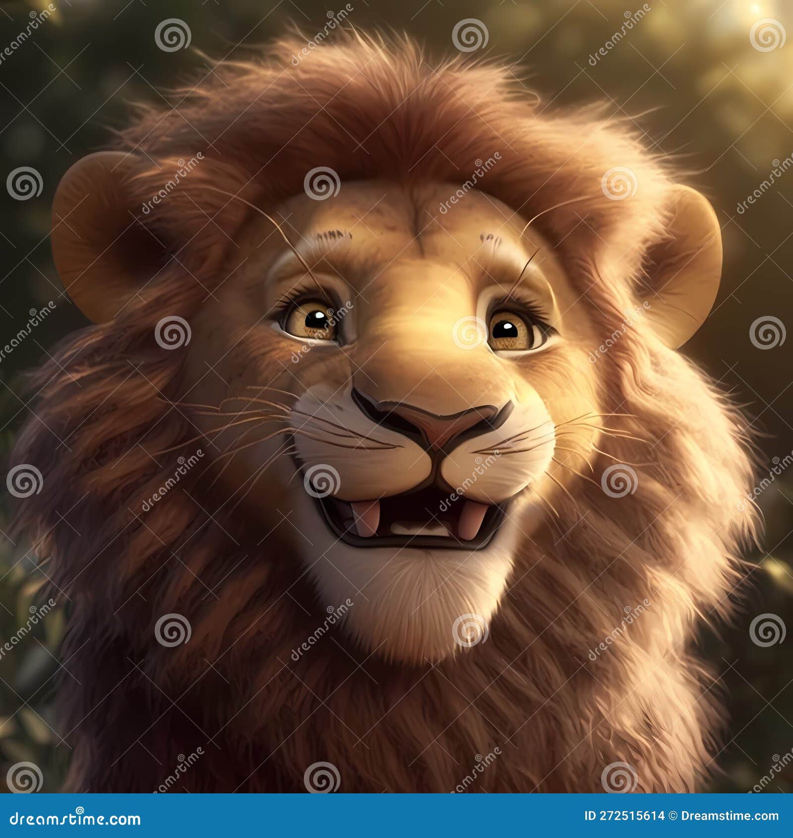 Smiling Lion Cartoon Illustration For Children's Books And Posters ...