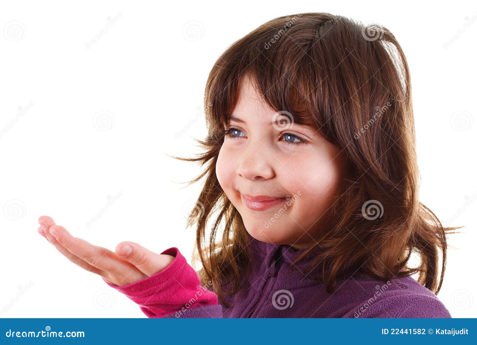 Happy Smiling Little Girl with Empty Hand Stock Photo - Image of ...