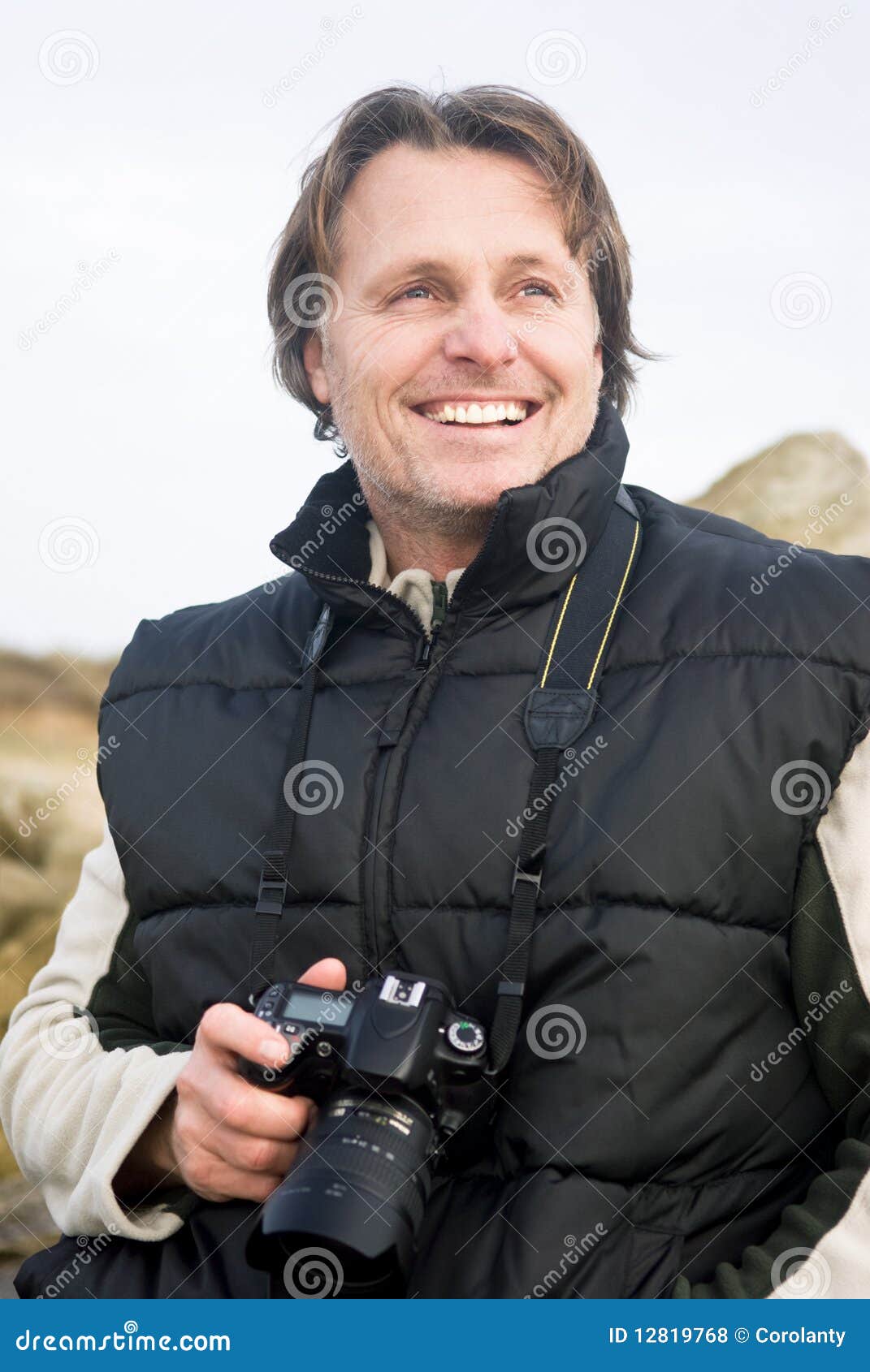 Happy Smiling Male Photographer Stock Photo - Image of looking ...