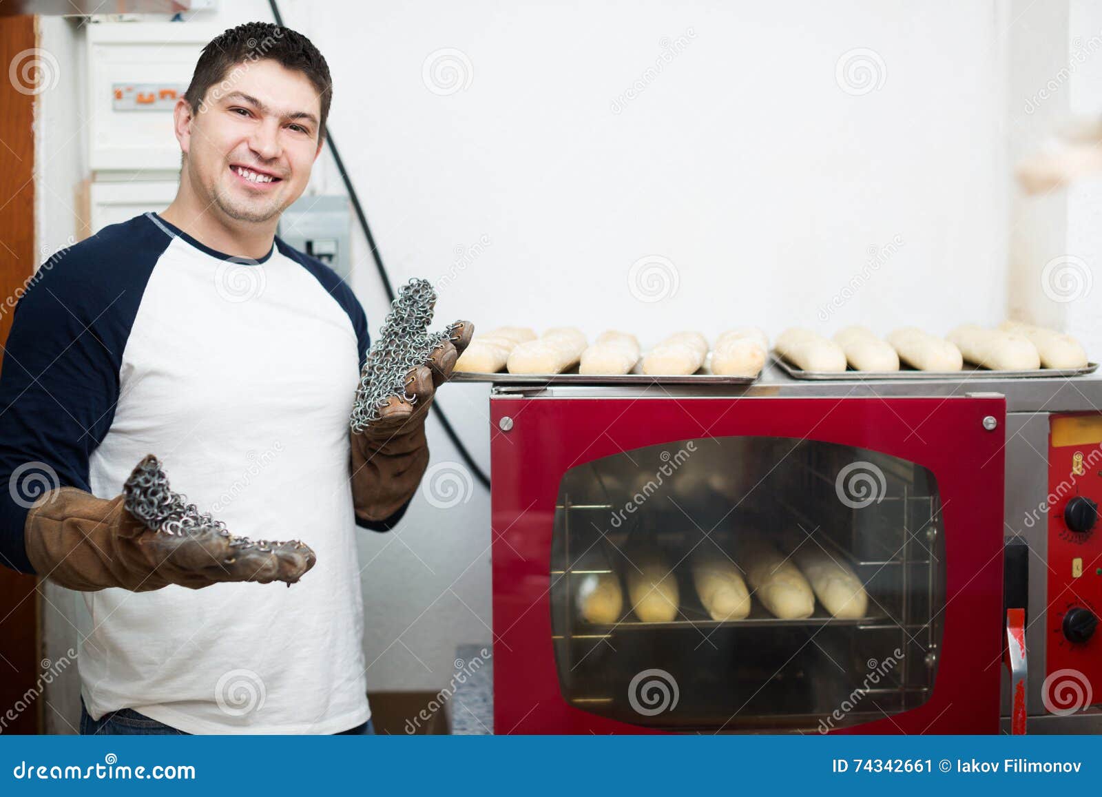 Happy Smiling Man Baking Bread Stock Image - Image of loaf, interior ...