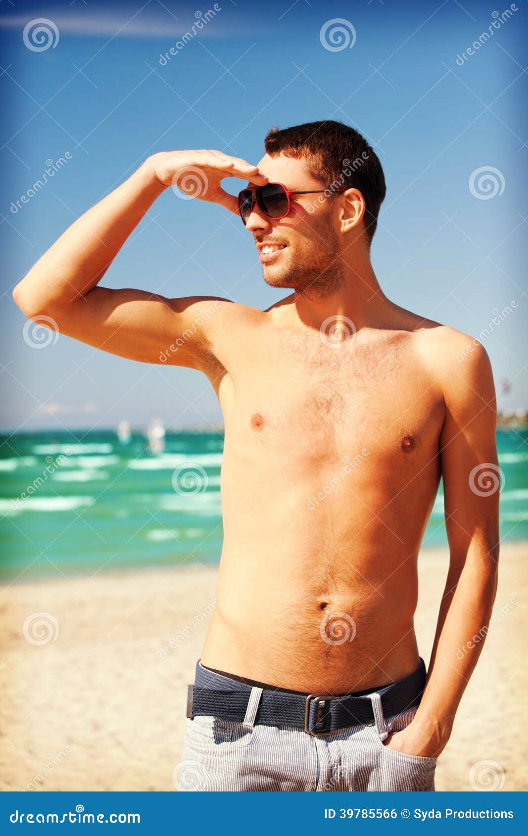 Happy Smiling Man on the Beach Stock Photo - Image of adult, beach ...