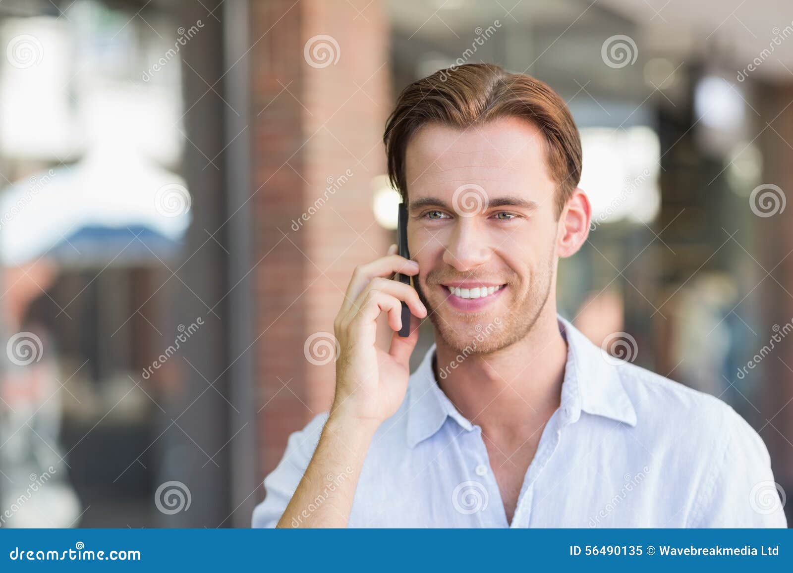 A Happy Smiling Man Calling Stock Image - Image of light, consumer ...