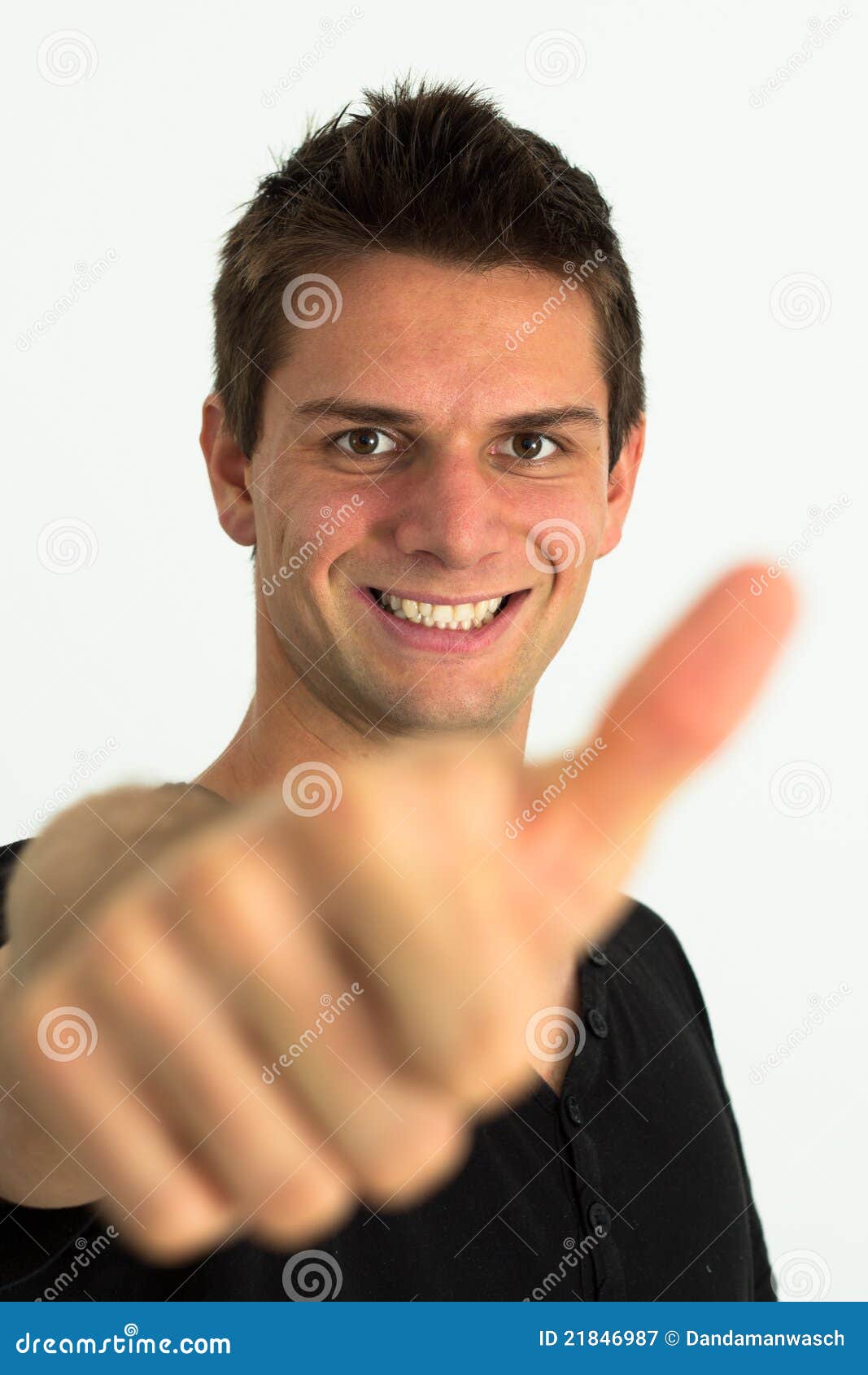 Happy Smiling Man Doing Thumbs Up Stock Image - Image of finger, person ...