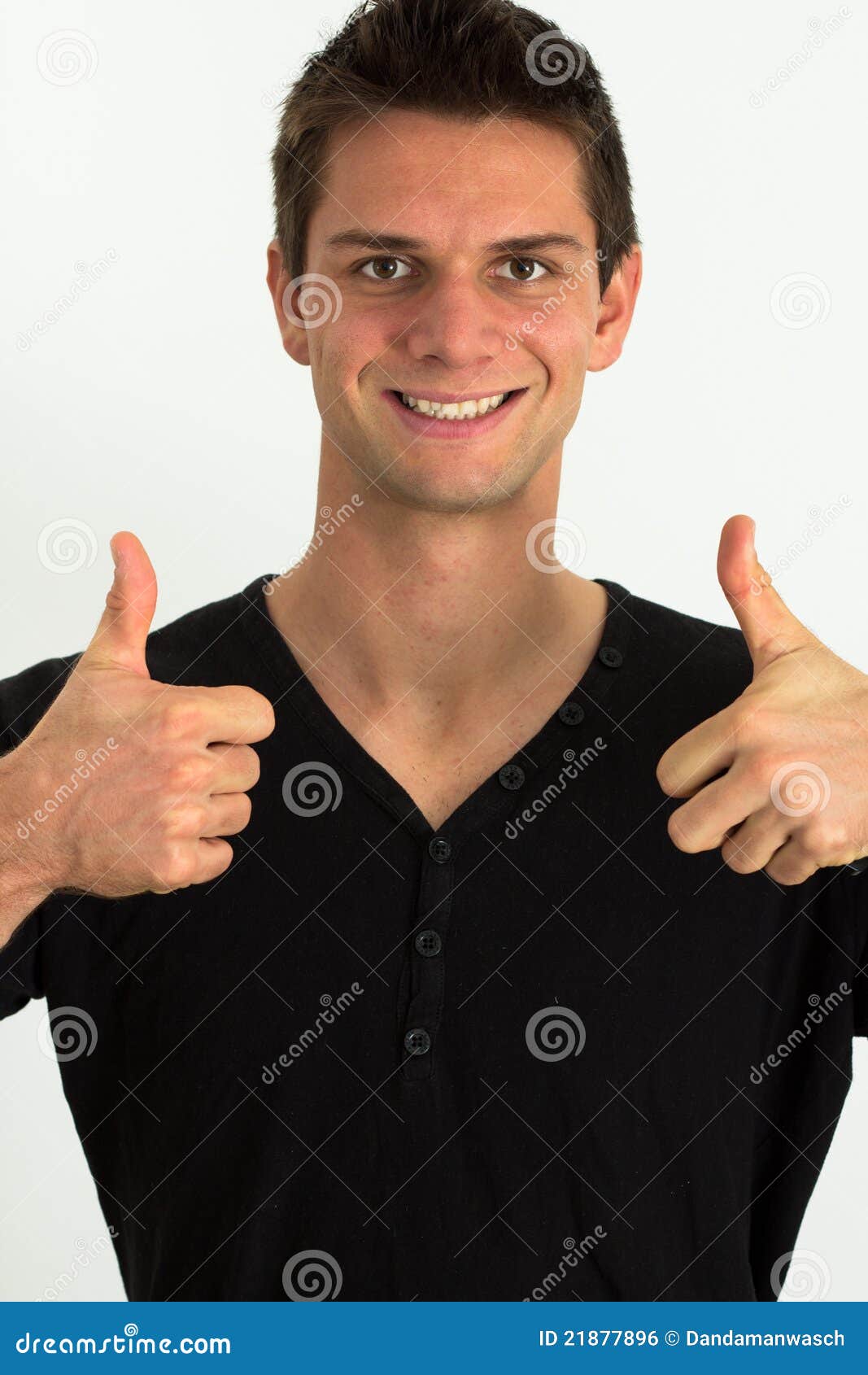 Happy Smiling Man Doing Two Thumbs Up Stock Photo - Image of friendly ...