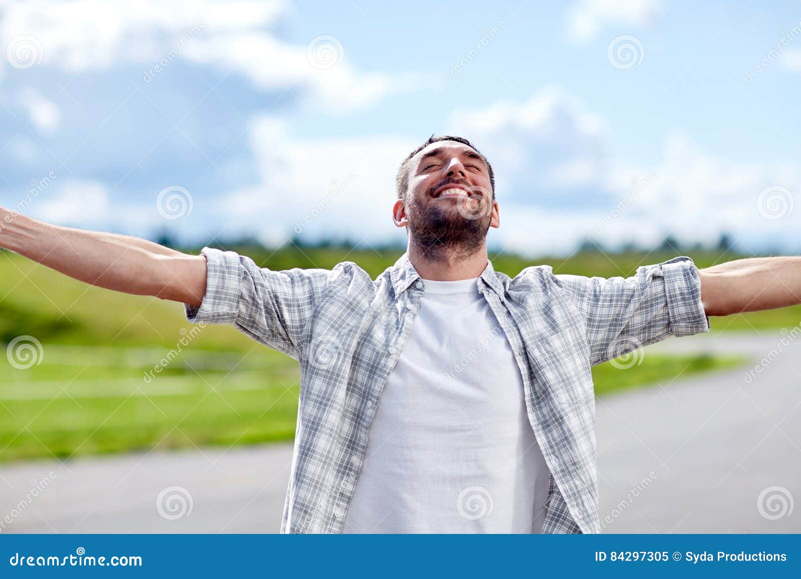 Happy Smiling Man Outdoors at Summer Stock Image - Image of cheerful ...