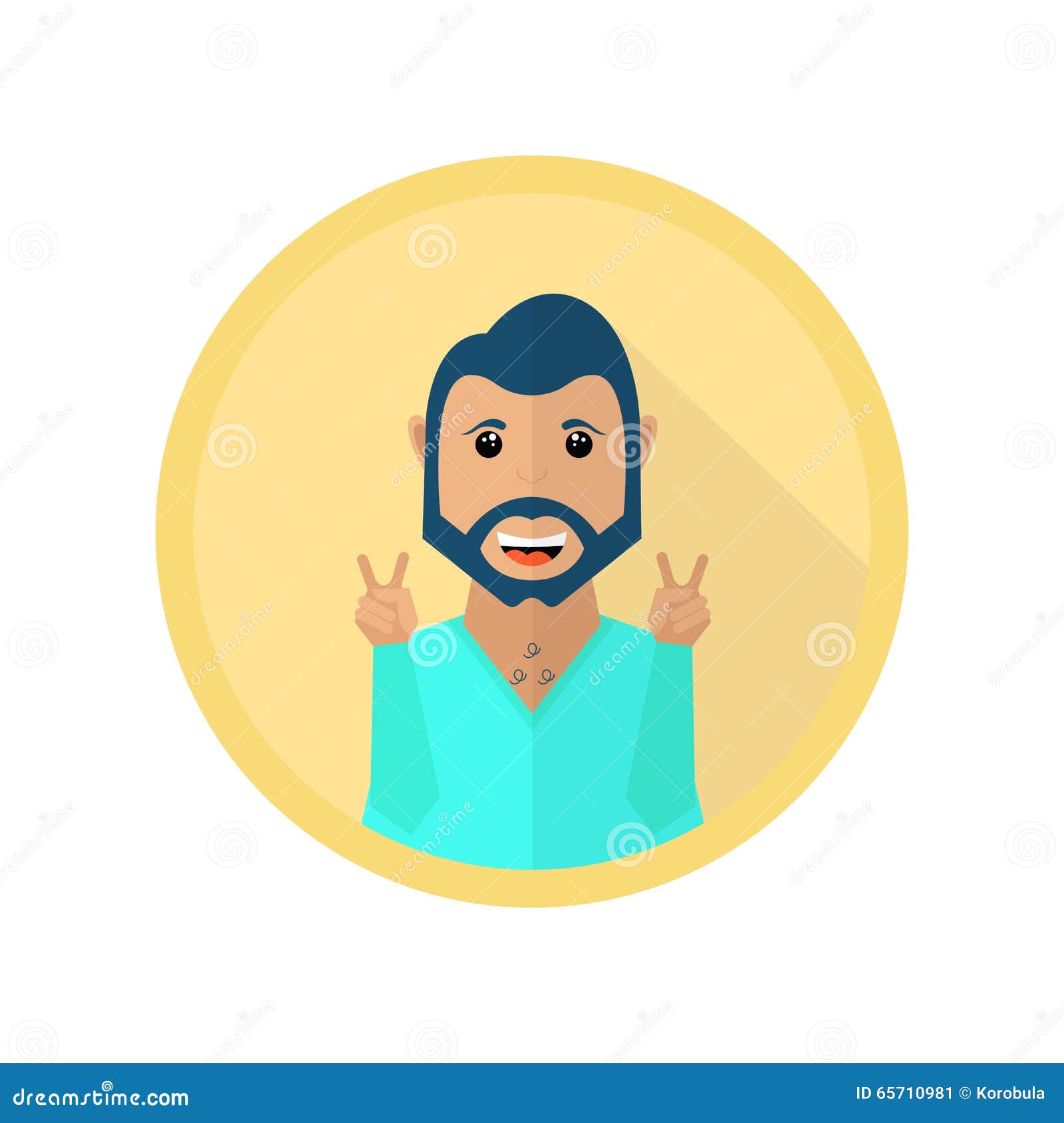 Happy Smiling Man Showing Peace Sign. Stock Vector - Illustration of ...