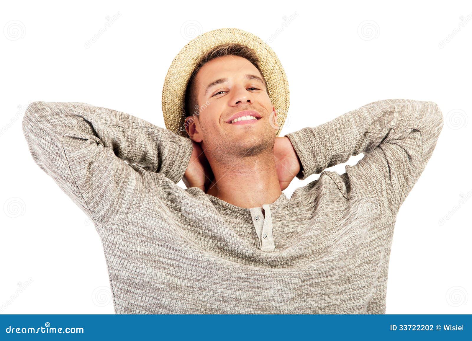Happy smiling men with hat stock photo. Image of person - 33722202