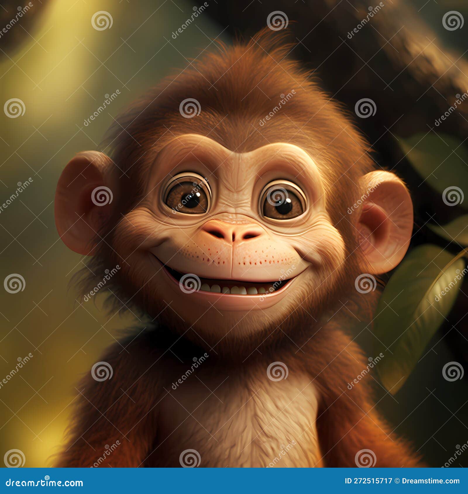 Happy Smiling Monkey at Forest. Generative AI Stock Illustration ...