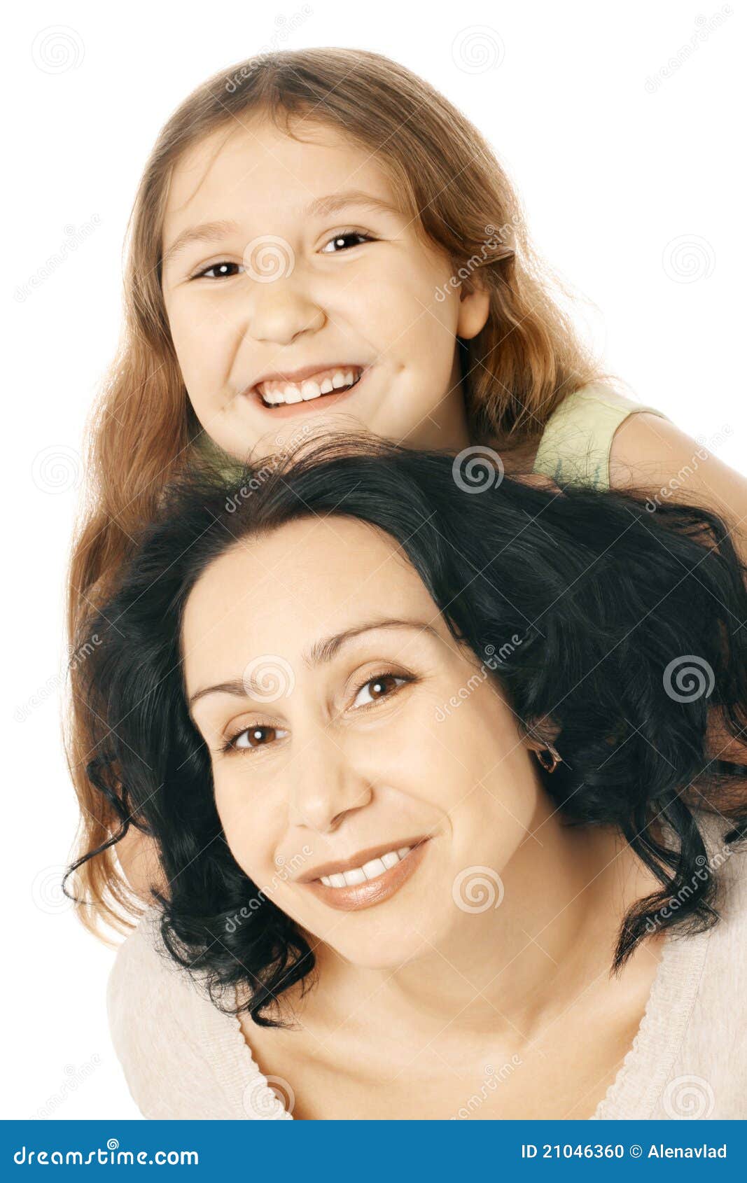Happy Smiling Mother and Daughter Child Stock Photo - Image of heads ...