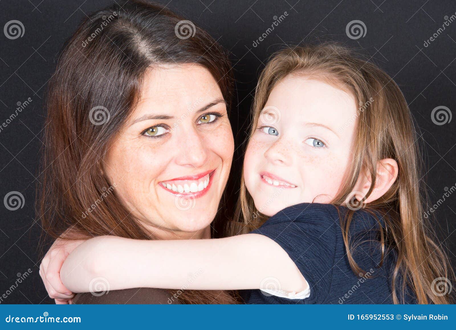 Happy Smiling Mother and Daughter Embracing Stock Image - Image of ...