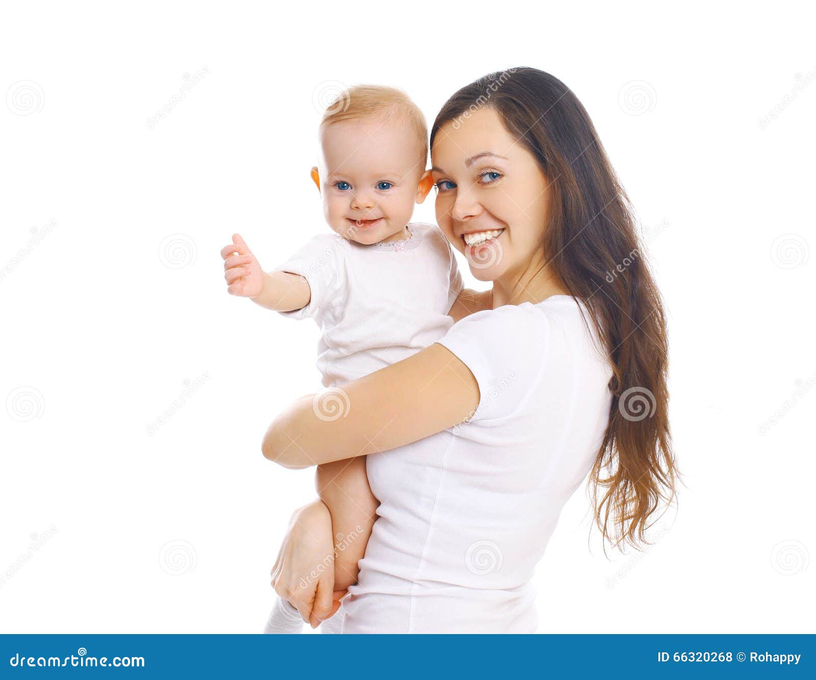 Happy Smiling Mother Hugging Baby on White Stock Photo - Image of ...