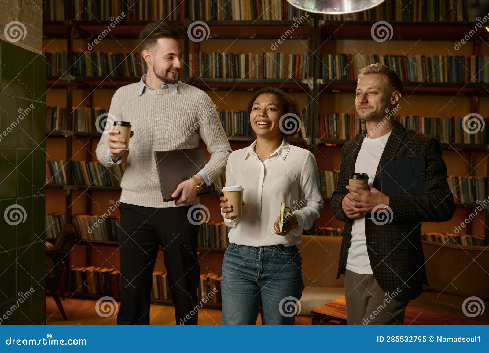 Happy Smiling Office Worker Creative Team with Coffee Stock Image ...