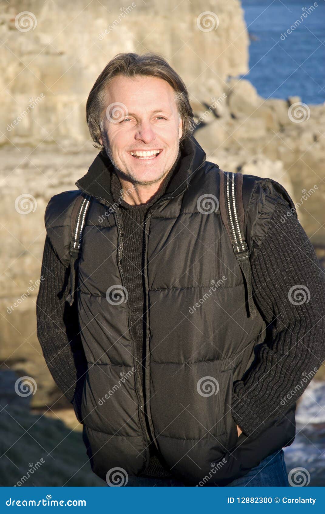 Happy smiling outdoor man stock photo. Image of real - 12882300