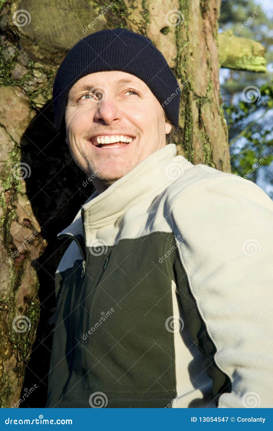 Happy smiling outdoor man stock image. Image of forest - 13054547