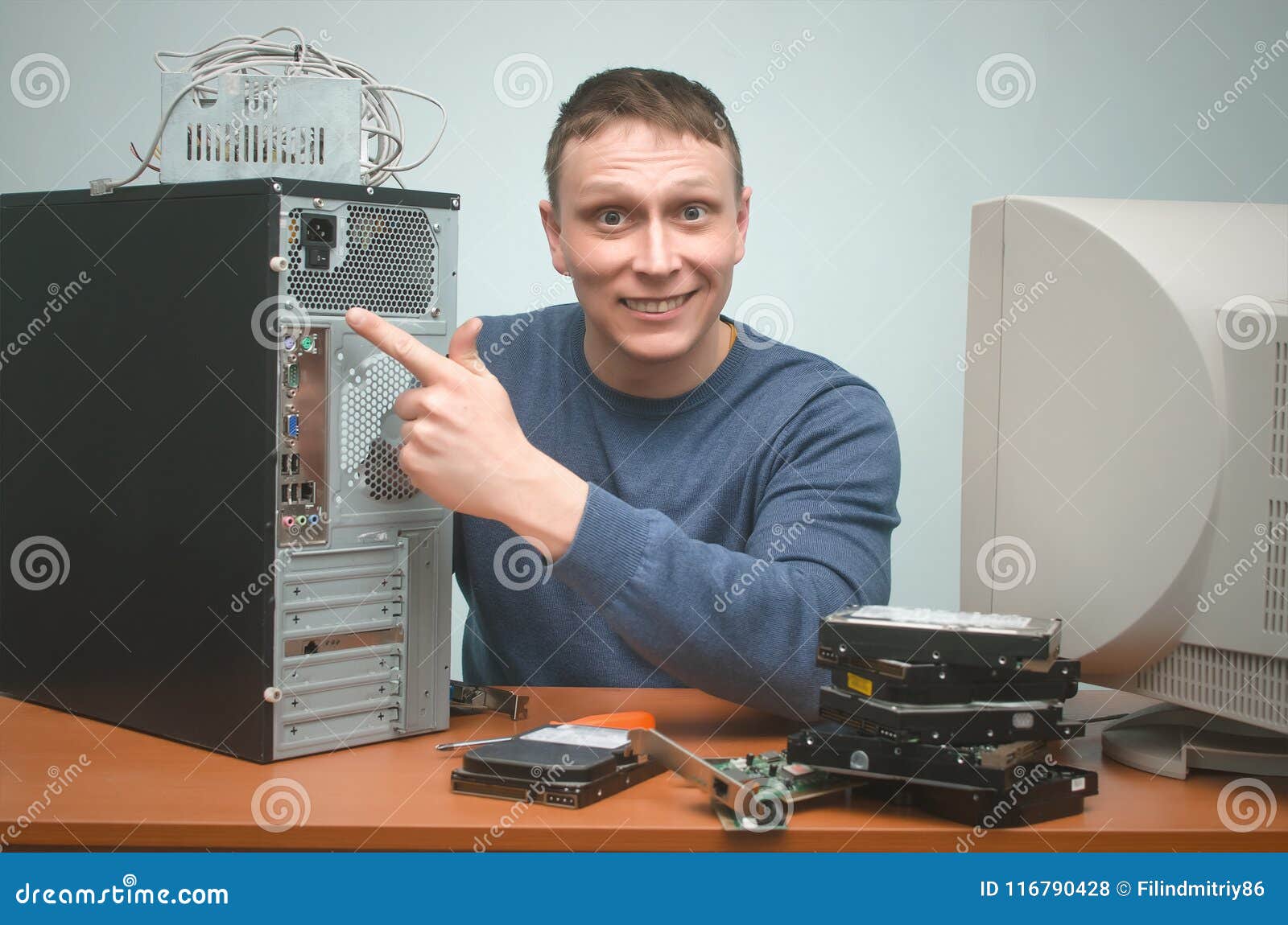 Computer Technician Specialist. PC Repairman. Stock Photo - Image of ...