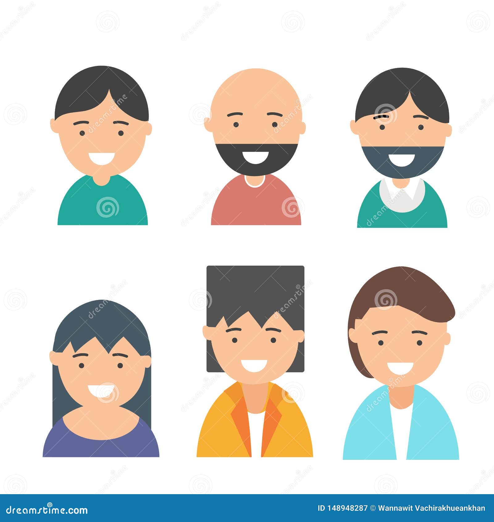 Happy Smiling People Avatars Set Stock Vector - Illustration of ...