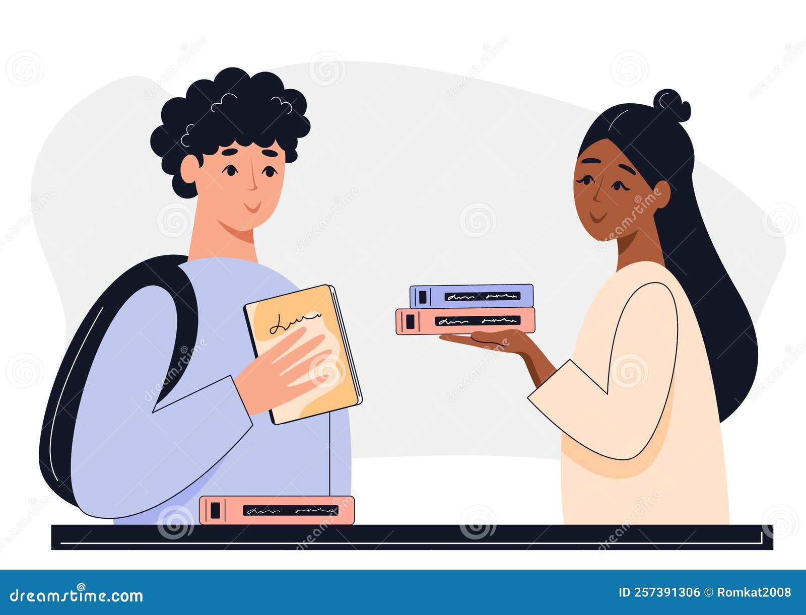 Happy Smiling People Exchange Books Stock Vector - Illustration of ...