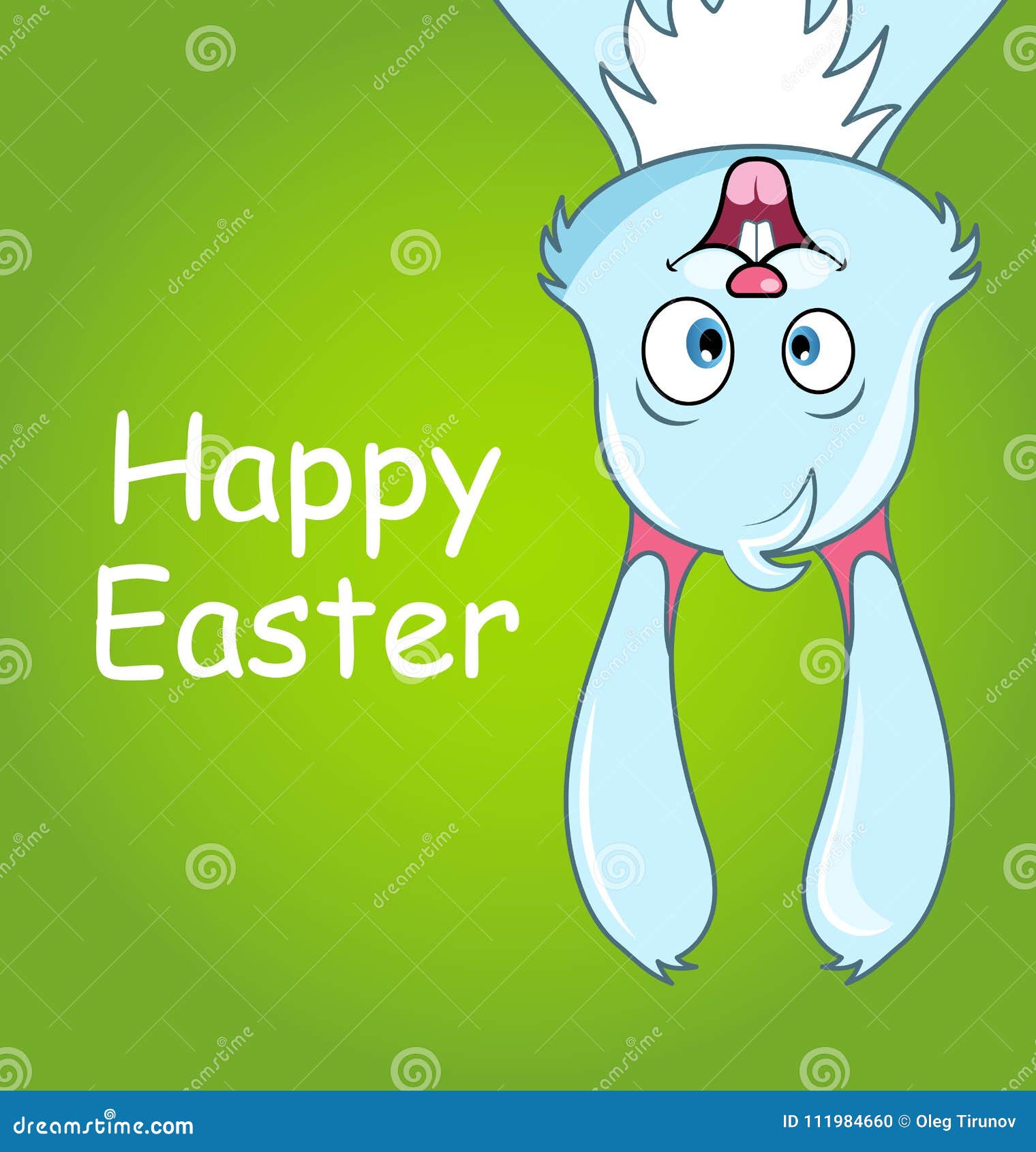 Happy Smiling Rabbit for Easter, Cute Comic Bunny, Celebration Card ...