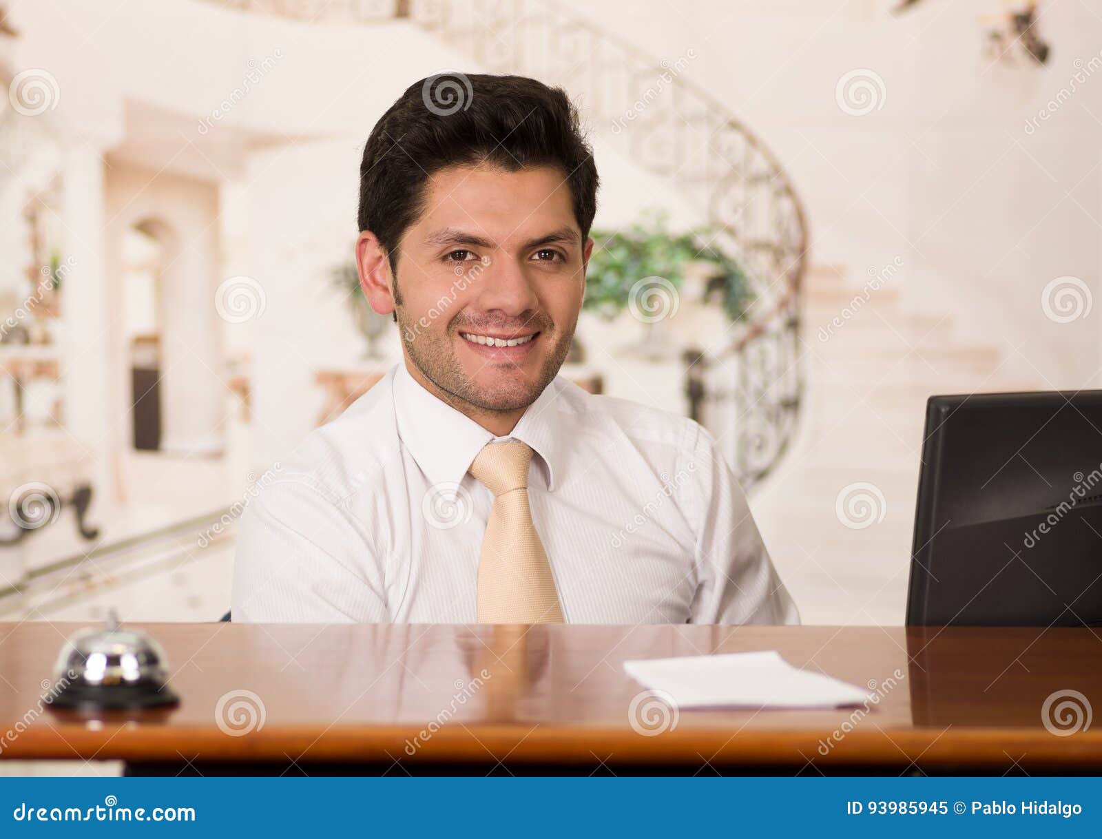 Happy Smiling Receptionist in Hotel Looking Friendly for the Guests ...