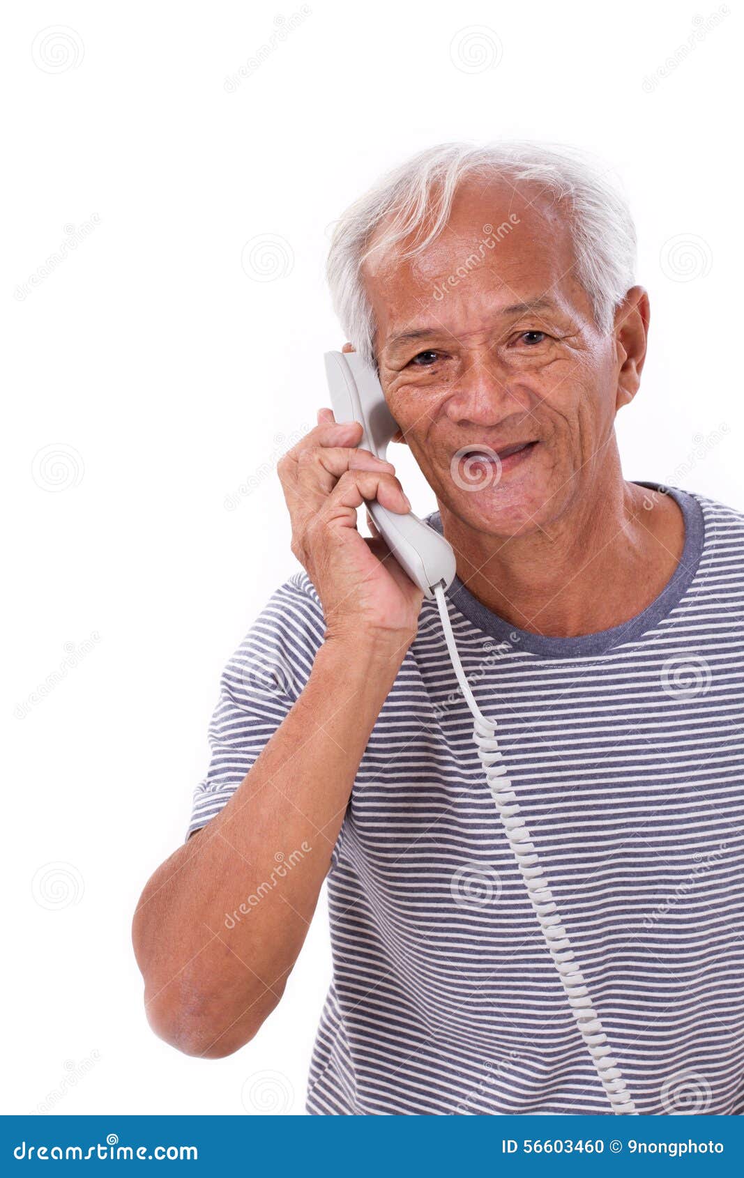 Happy, Smiling, Relaxed Old Senior Man Using Telephone Stock Photo ...