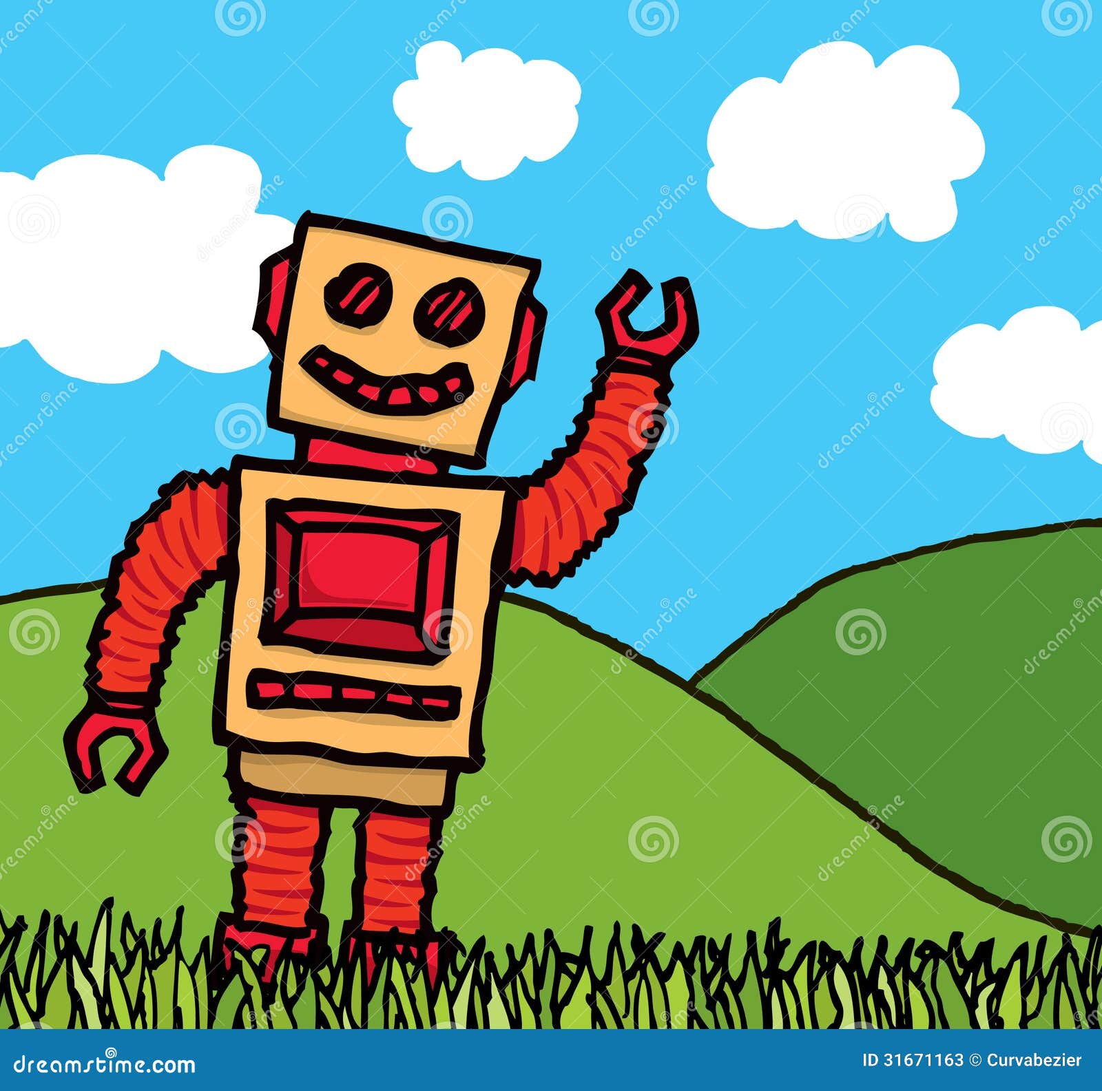 Happy smiling robot stock illustration. Illustration of childishness ...