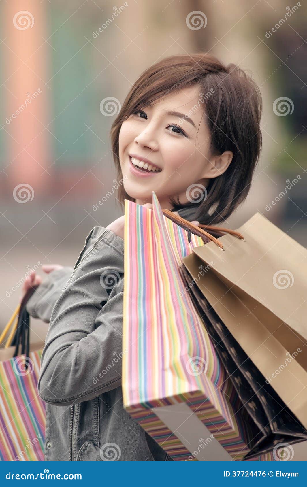 Happy Smiling Shopping Woman Stock Photo - Image of korean, beauty ...