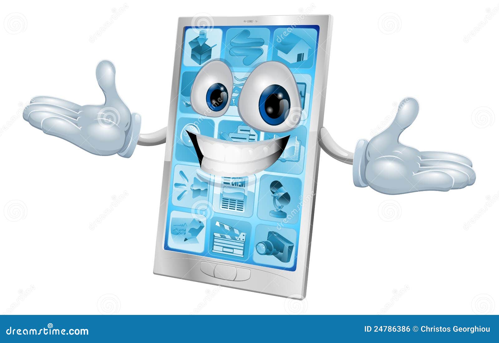 Happy Smiling Silver and Blue Phone Stock Vector - Illustration of ...
