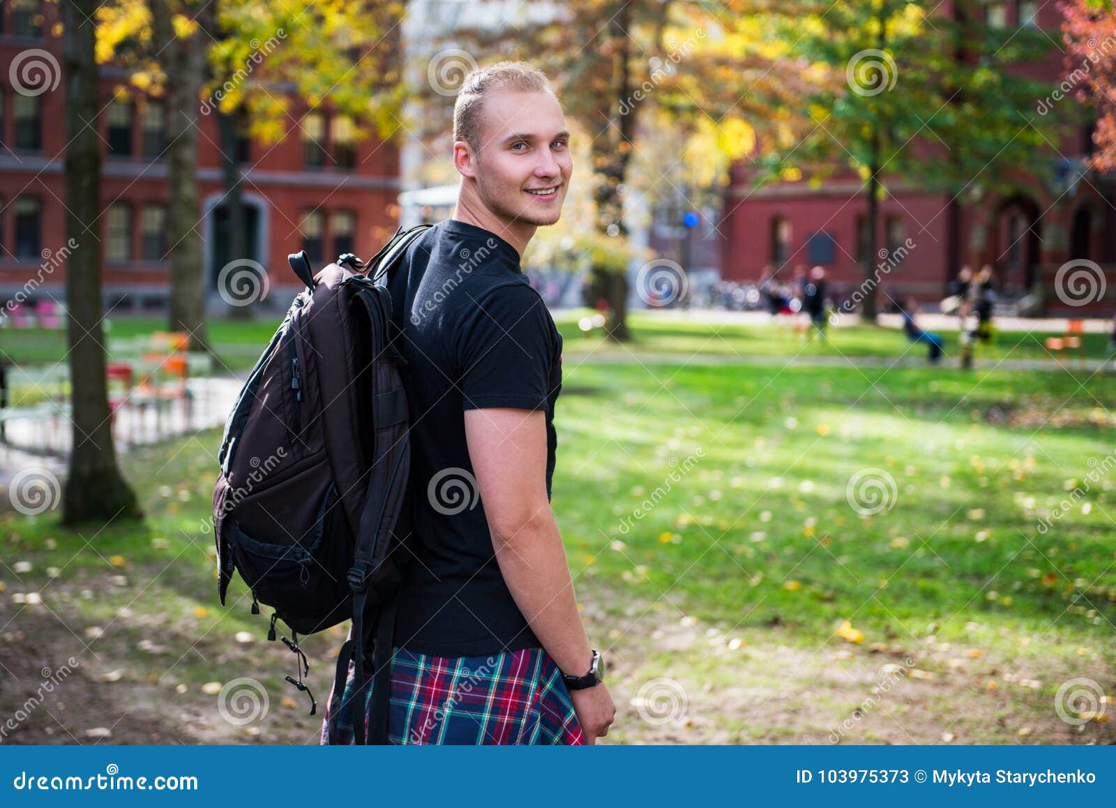 Happy Smiling Student Man with Backpack Going To Study in University ...