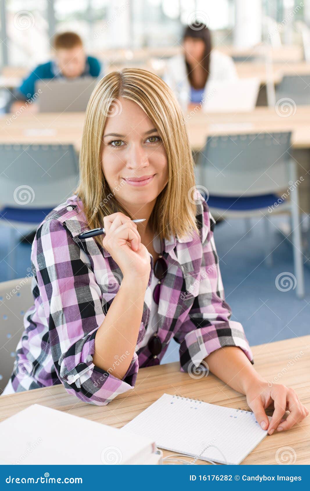 Happy Smiling Student Study in the Classroom Stock Photo - Image of ...