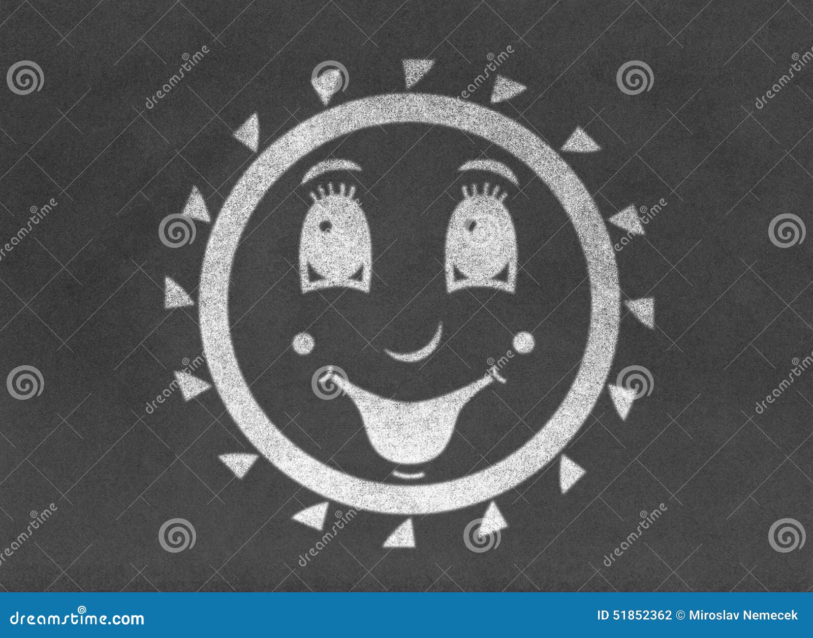 Happy Smiling Sun on Chalkboard Stock Illustration - Illustration of ...