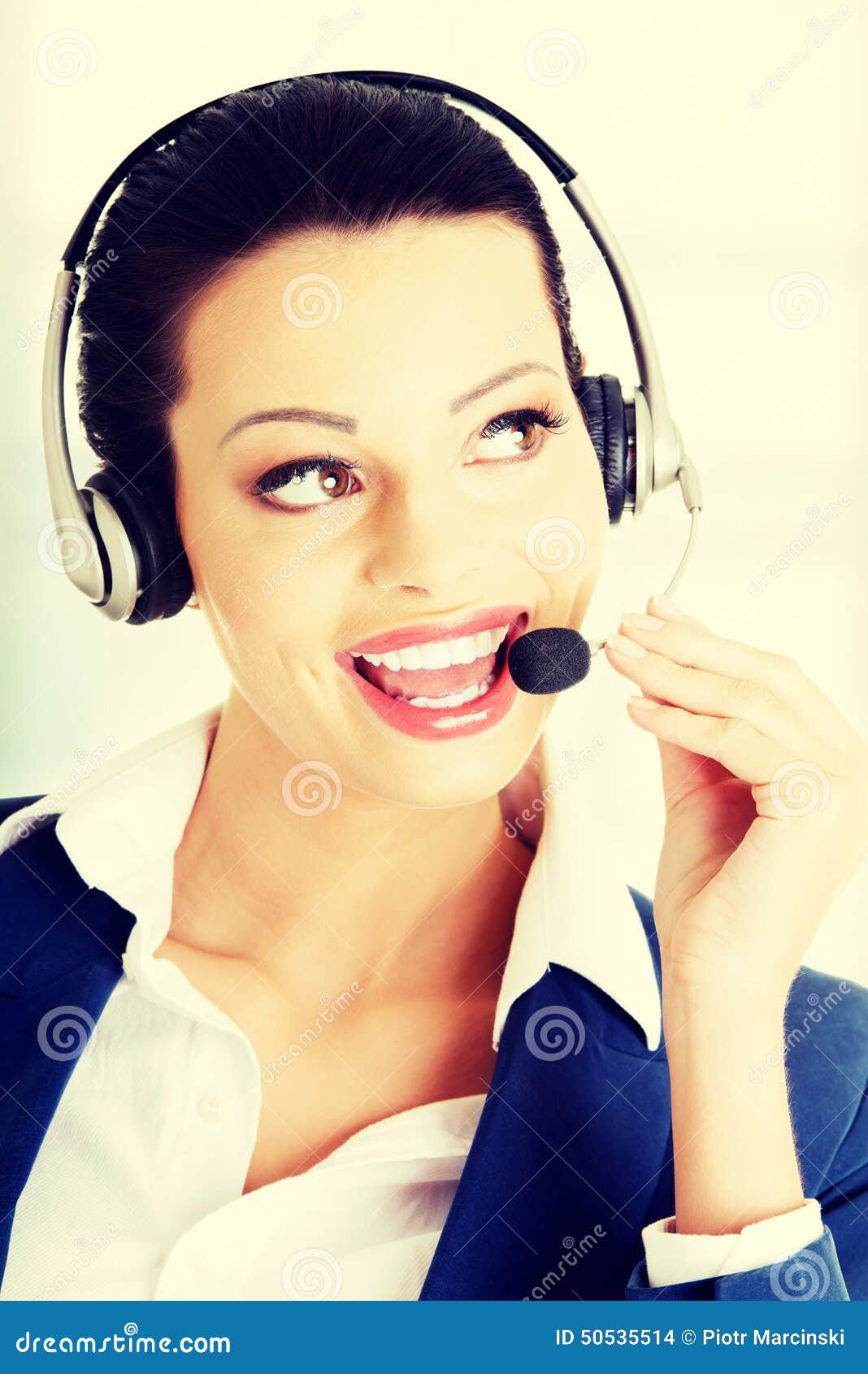 Happy Smiling Support Phone Operator in Headset. Stock Photo - Image of ...