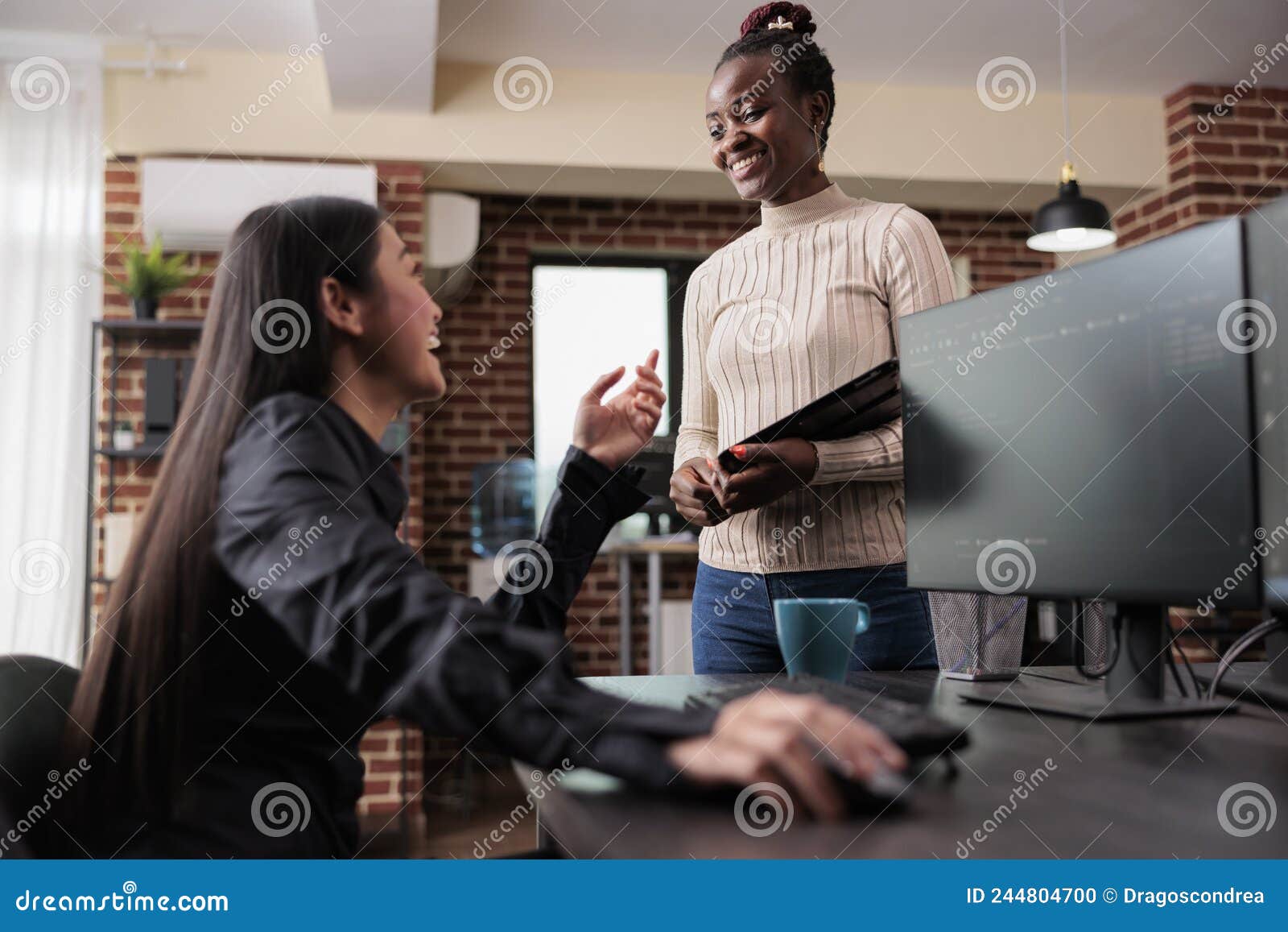 Happy Smiling Tech Developing Company Workers Laughing Stock Photo ...