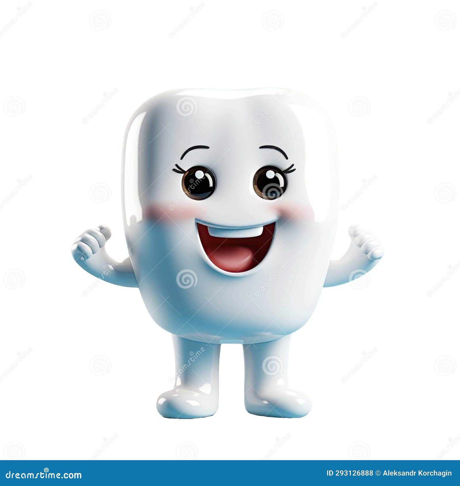 Happy Smiling Tooth on White Isolated Background. Cartoon Character ...