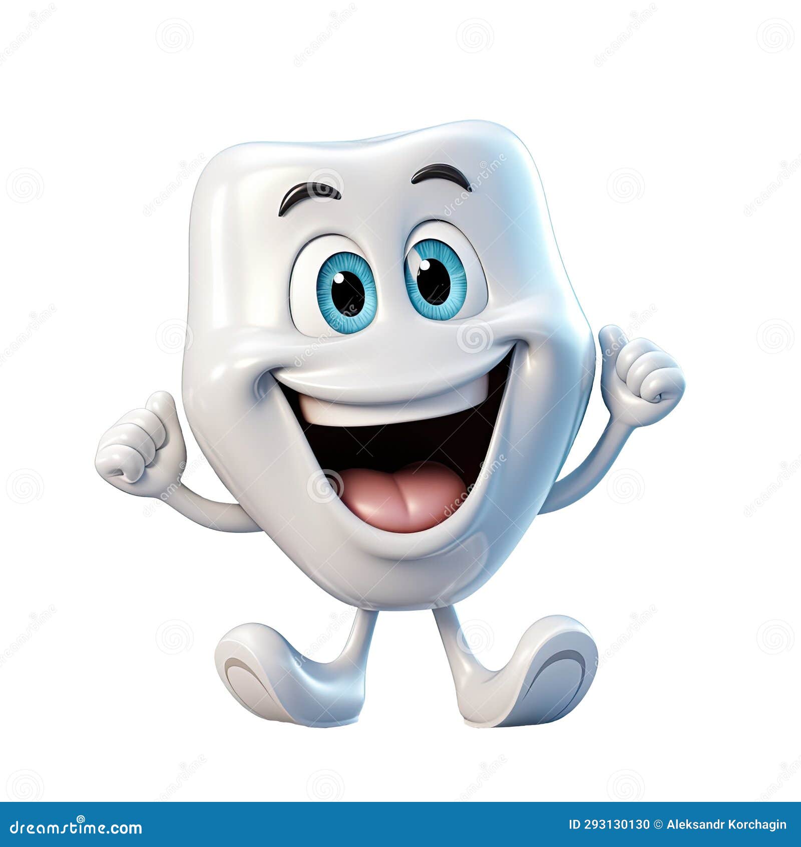 Happy Smiling Tooth on White Isolated Background. Cartoon Character ...
