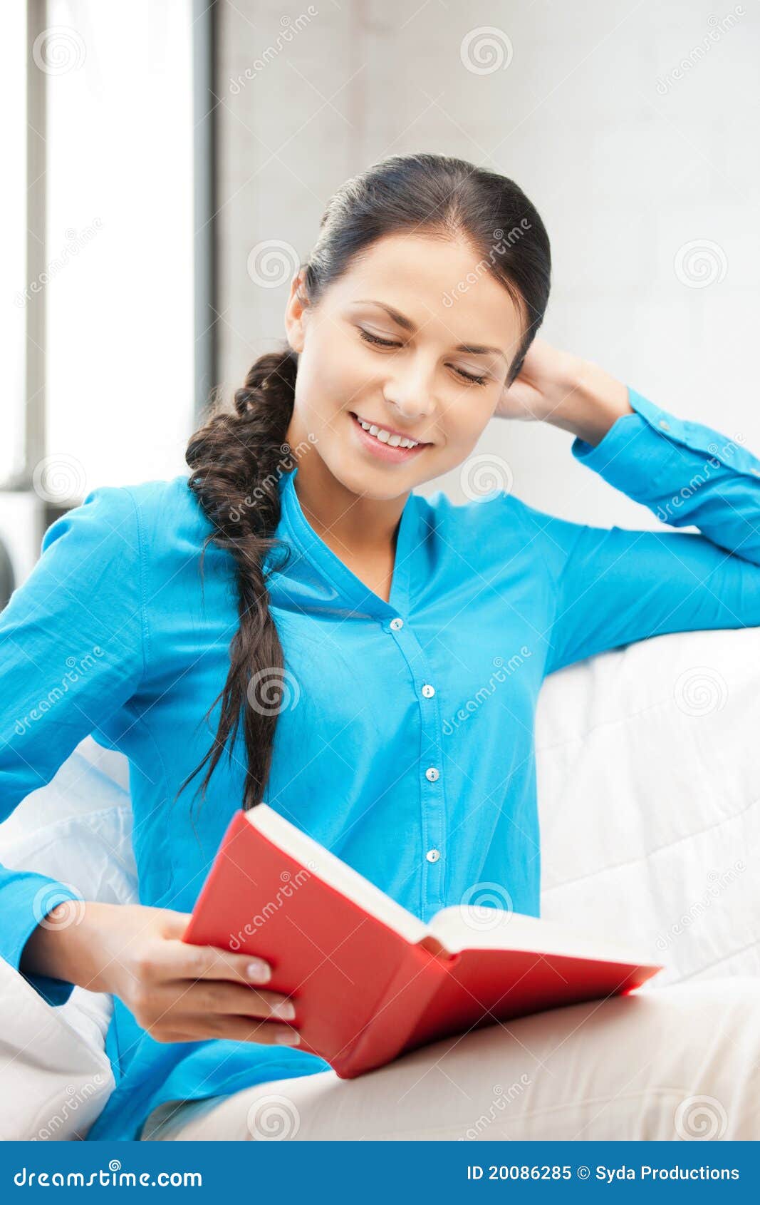 Happy and Smiling Woman with Book Stock Image - Image of education ...
