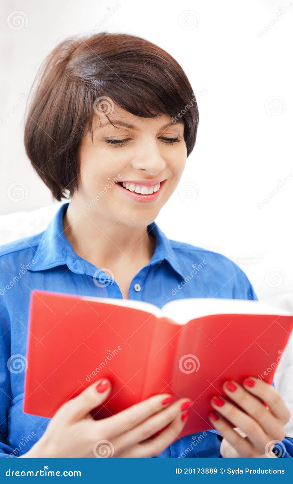 Happy and Smiling Woman with Book Stock Image - Image of lovely, girl ...