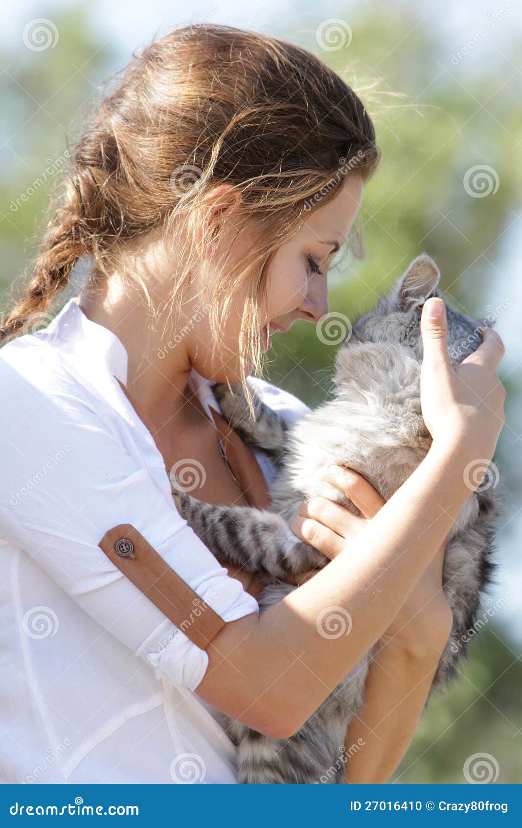 Happy Smiling Woman with Cat Stock Photo - Image of natural, attractive ...