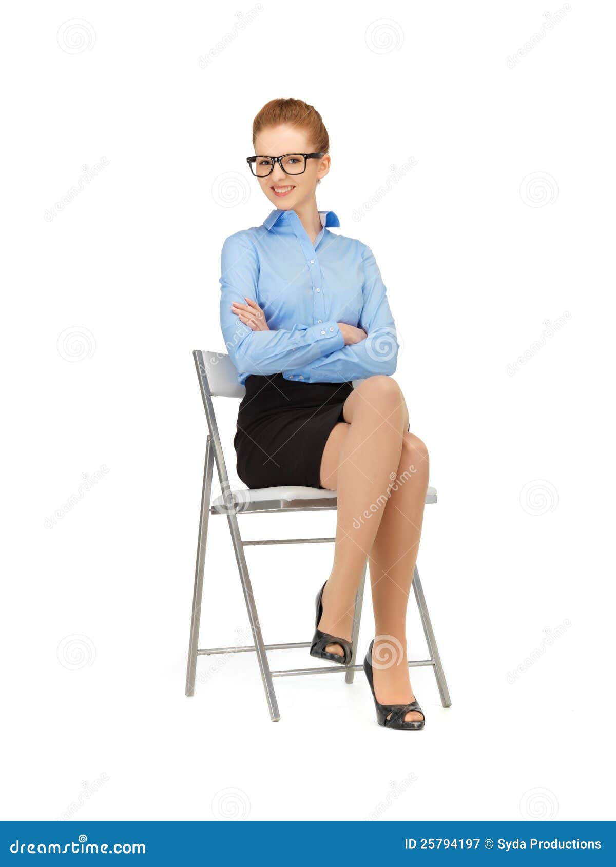 Happy and Smiling Woman on a Chair Stock Image - Image of business ...
