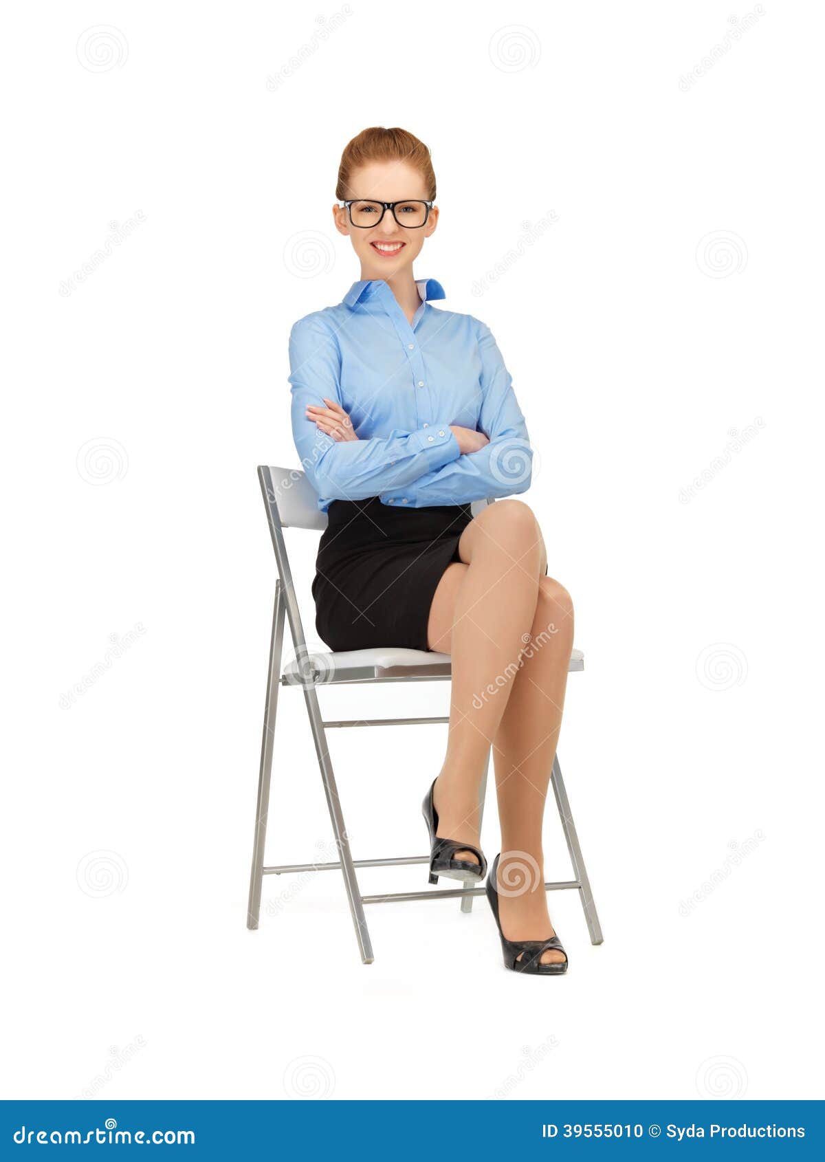 Happy and Smiling Woman on a Chair Stock Photo - Image of pretty ...