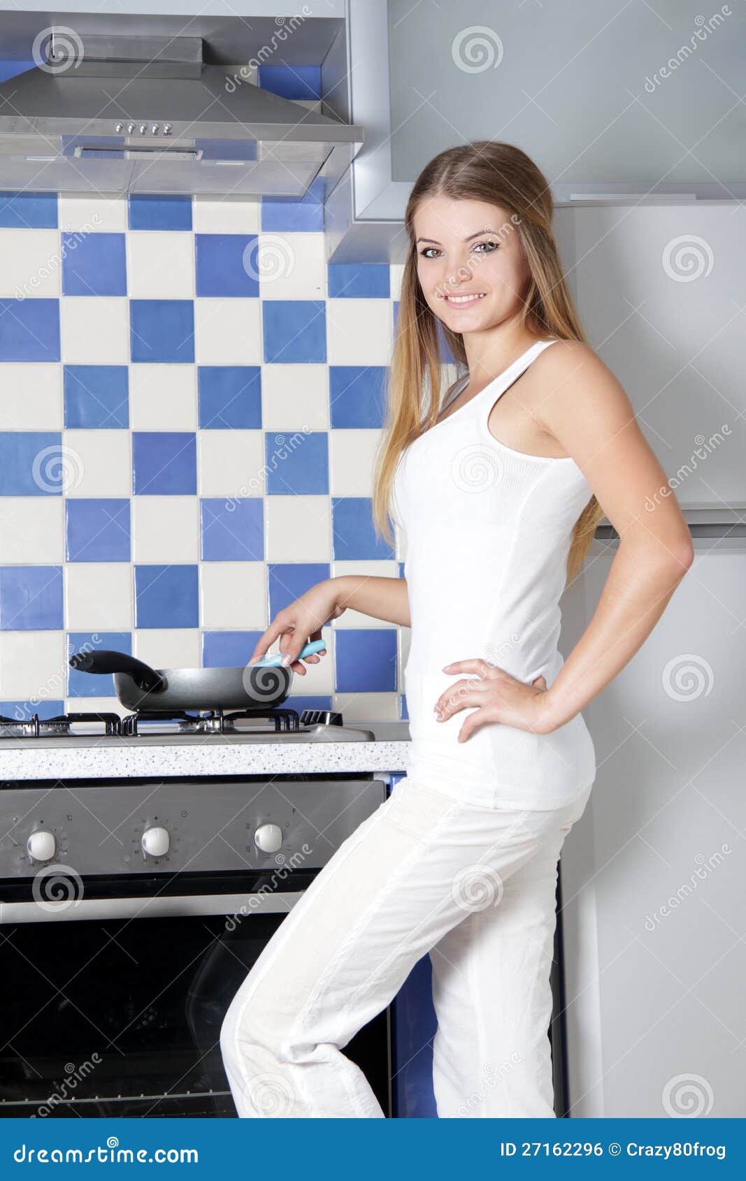 Happy Smiling Woman Cooking on Kitchen Stock Photo - Image of lifestyle ...