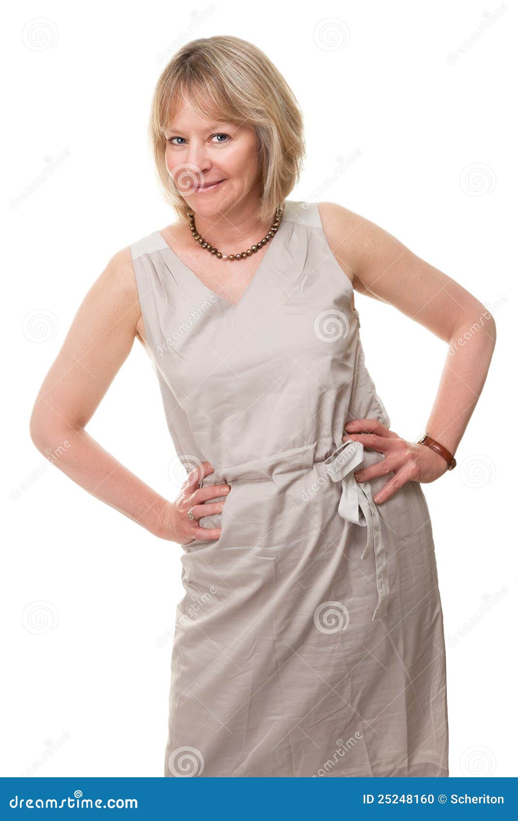 Happy Smiling Woman with Hands on Hip Stock Photo - Image of business ...