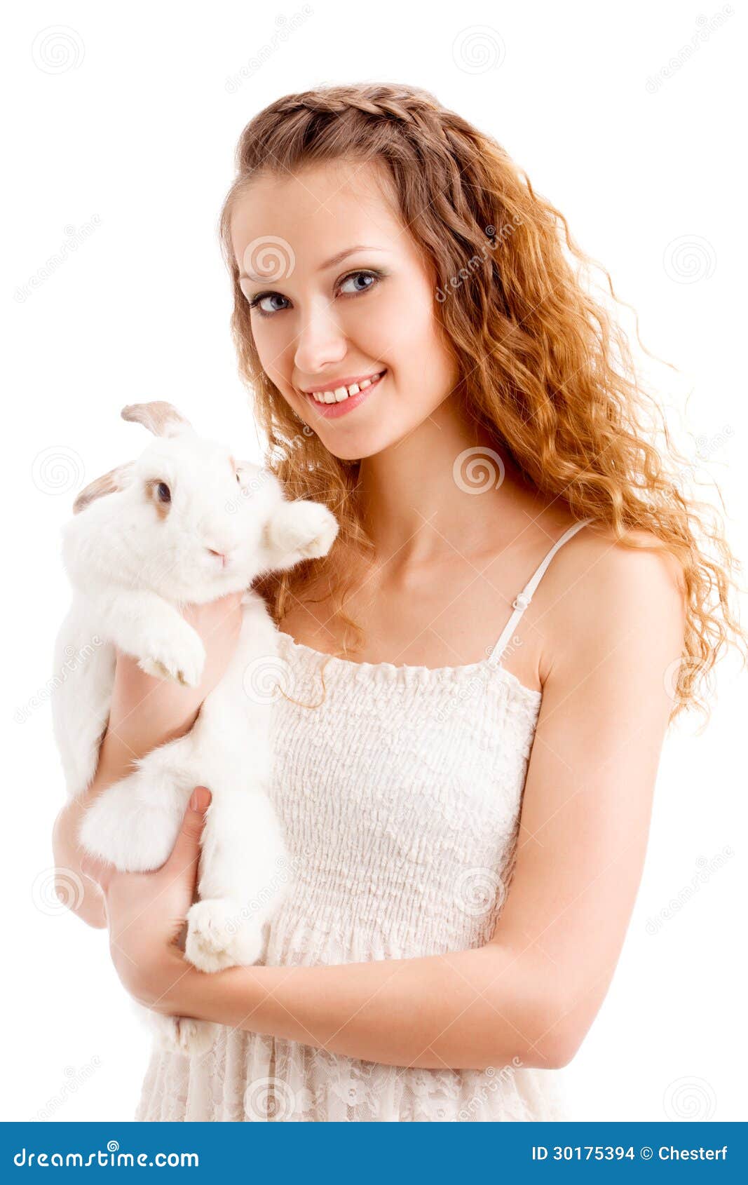 Man Holding Rabbit, Wearing Pink Rabbit Ears Royalty-Free Stock Image ...